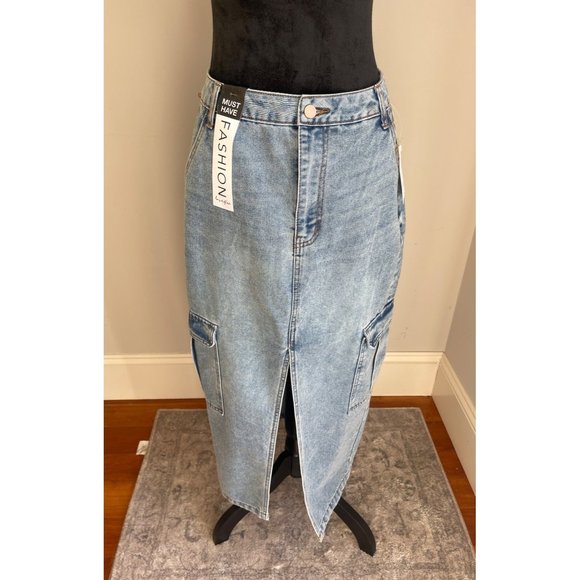love, Fire | Skirts | Nwt Love Fire Womens Denim Cargo Long Jean Skirt ...